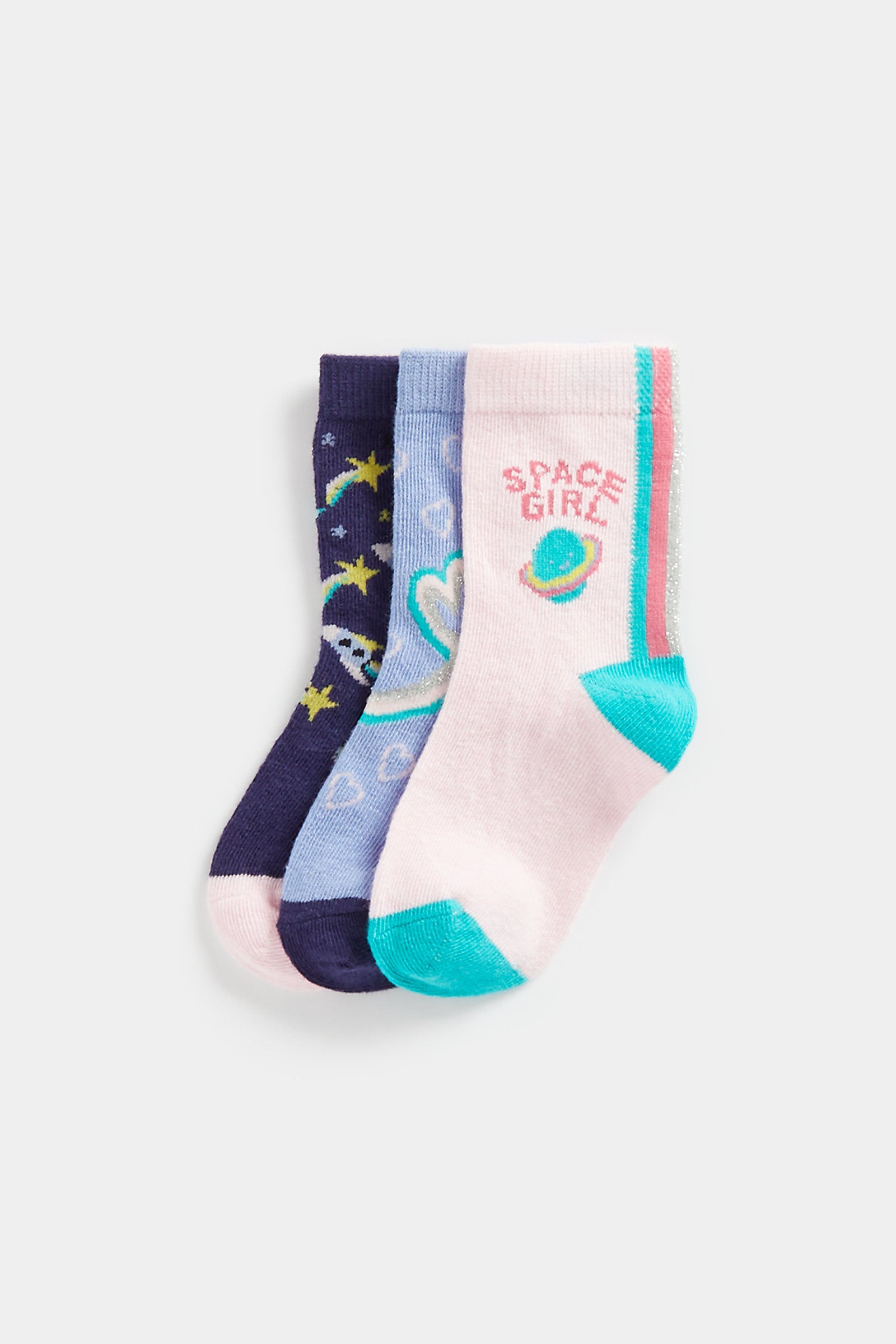 Buy Mothercare Space Girl Socks - 3 Pack Online in Malaysia | Mothercare 👶
