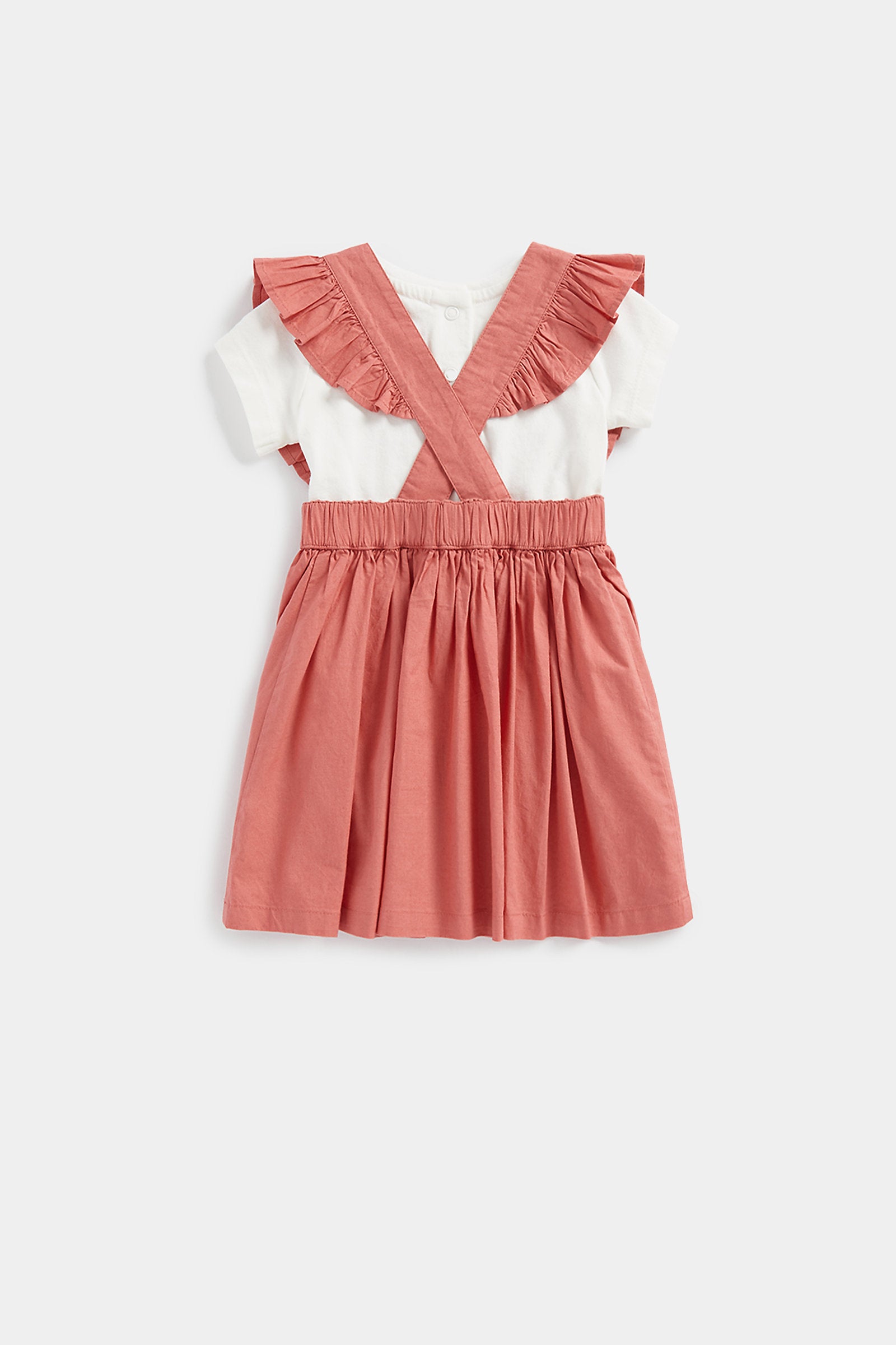 Buy Mothercare Pink Pinny Dress, T-Shirt and Socks Set Online in ...