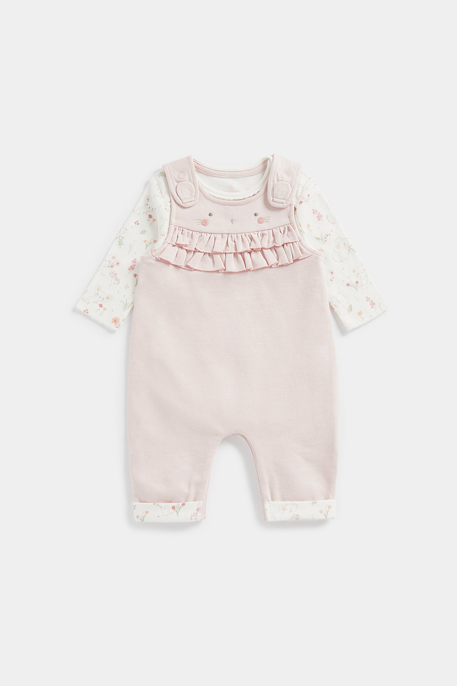 Buy Mothercare My First Pink Mouse Dungarees And Bodysuit Set Online in ...