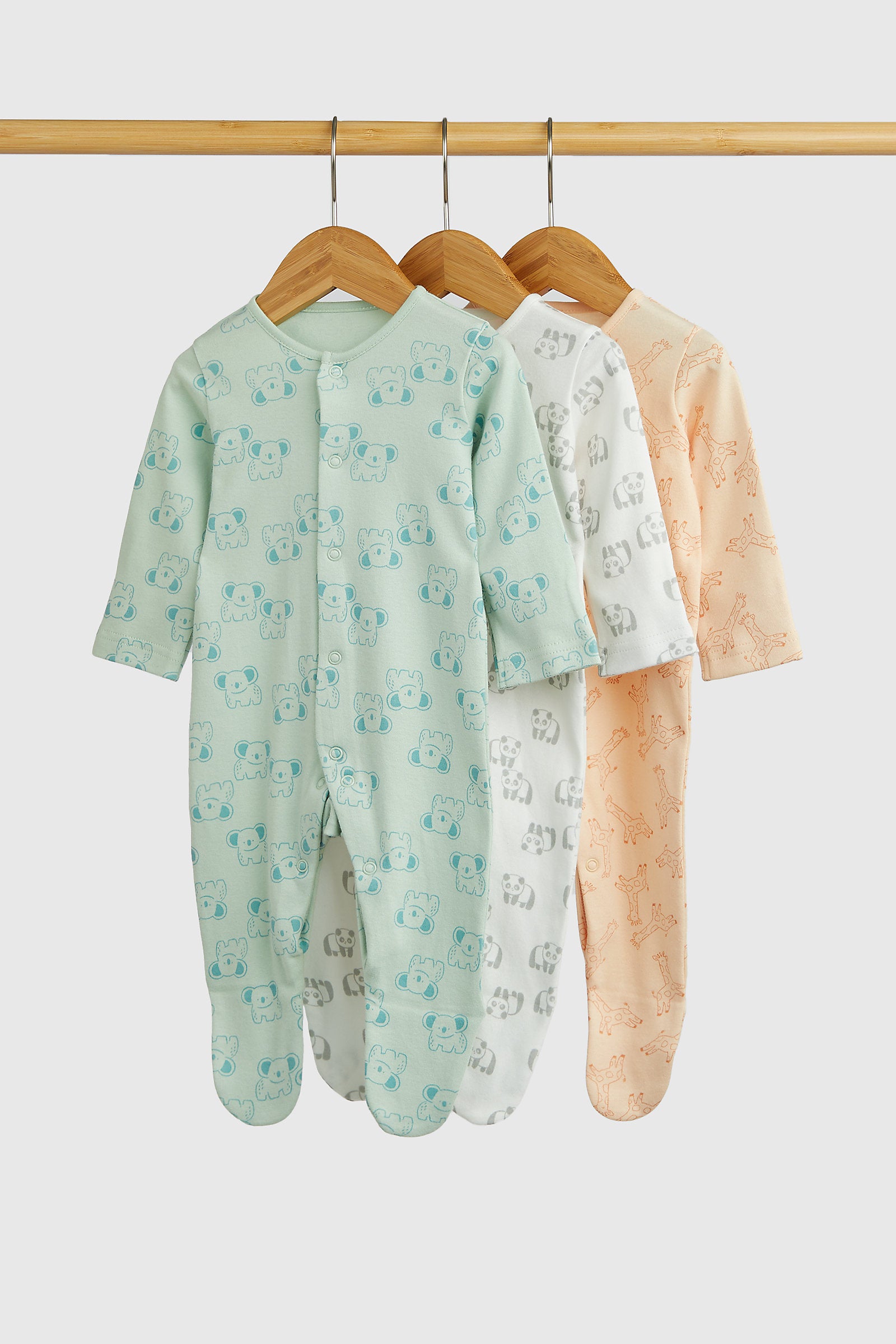 Mothercare Safari Baby Sleepsuits - 3 Pack – mothercare-malaysia